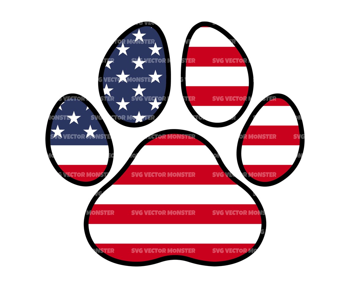 American Flag Paw Print Svg 4th Of July Independence Day Etsy