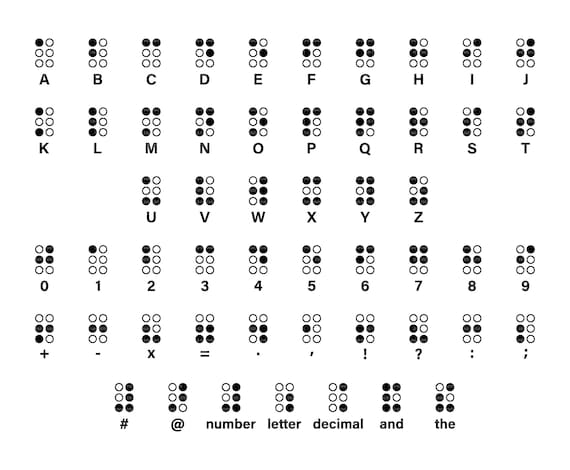 Braille Number Chart Printable Full Page