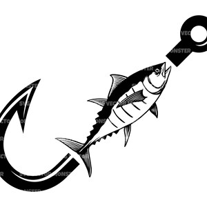 Tuna Fish Svg, Fish Hook Svg, Bass Fish Svg, Fisherman Svg. Vector Cut ...