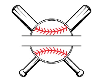 Baseball Split Name Monogram SVG Baseball Logo Svg, Crossed Baseball ...