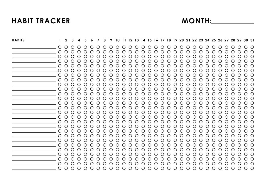 Monthly Habit Tracker Svg, Habit Tracker Png, Routine Tracker, Daily ...