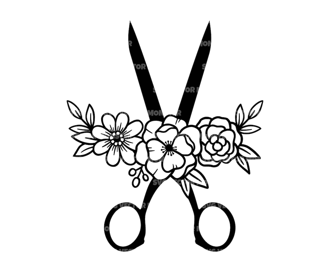 Floral Scissors Svg, Barber Shop, Hairstylist, Hairdresser, Beautician ...