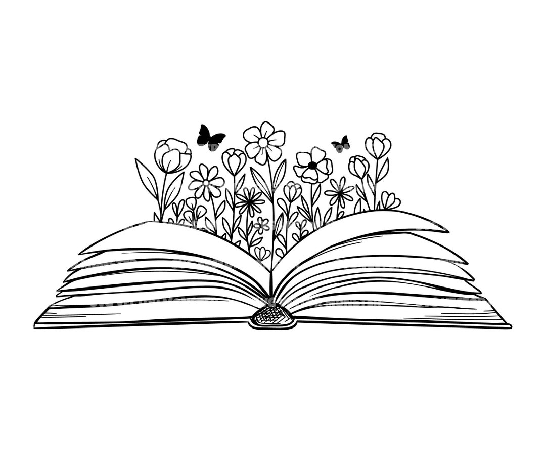 Floral Book SVG, Flower Book Svg, Book With Floawer Svg, Reading ...