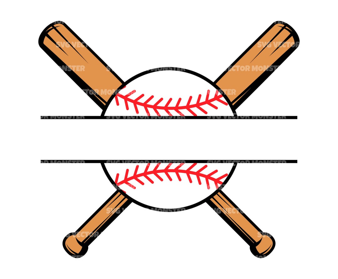 Baseball Split Name Monogram Svg, ,crossed Baseball Bats Svg, Baseball ...