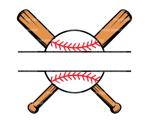 Baseball Split Name Monogram Svg crossed Baseball Bats Svg - Etsy