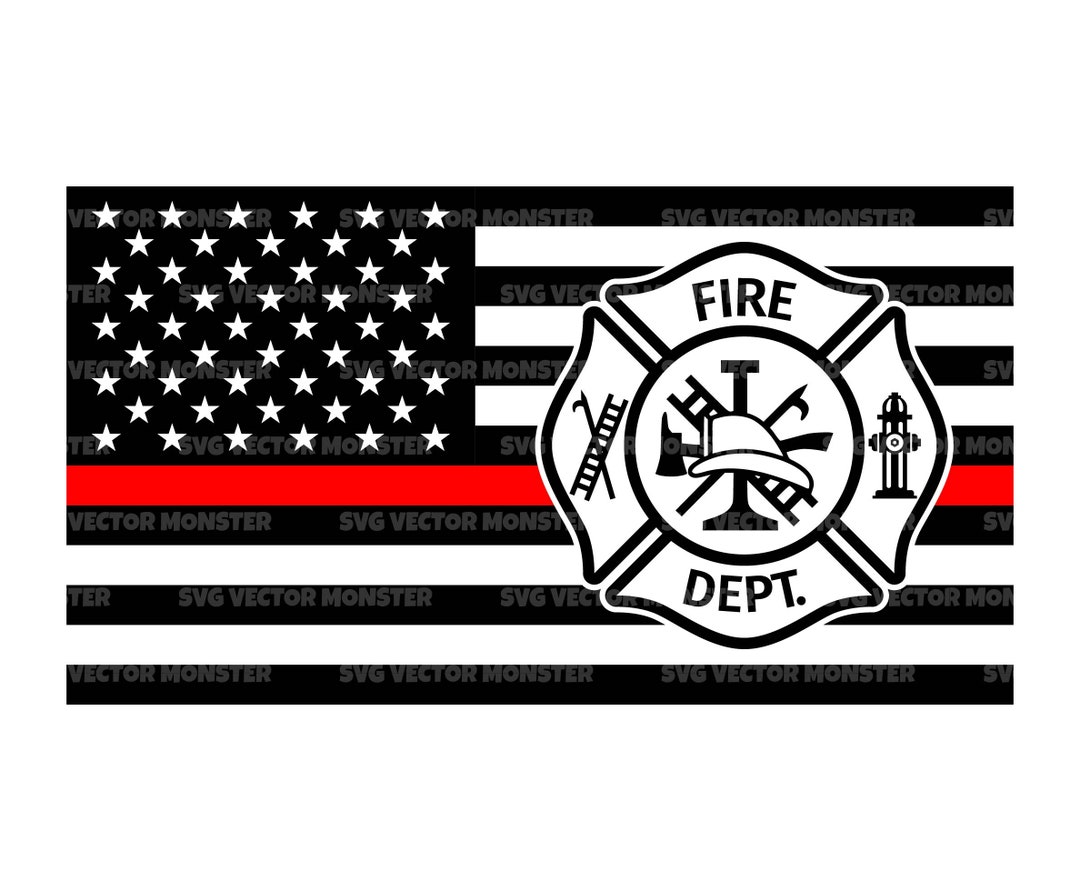 Thin Red Line Flag Svg, Fire Department Svg, Firefighter Svg, Fireman ...