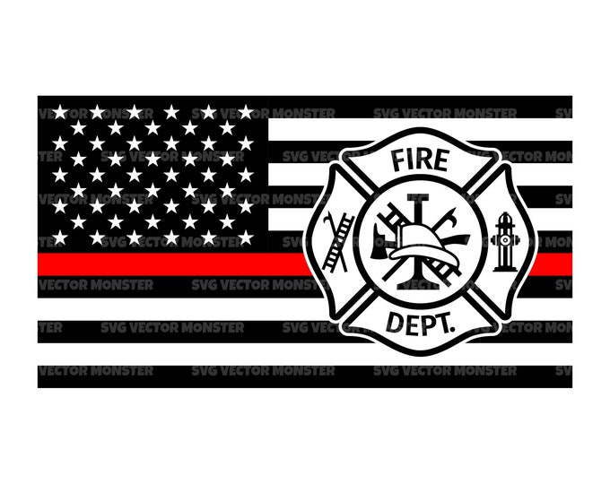 Thin Red Line Flag SVG, Canadian Flag SVG, Firefighter Cricut File ...