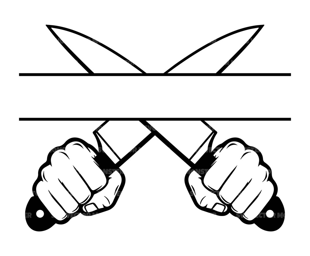Crossed Cook Knives Monogram Svg, Kitchen Knife, Chef, Cutting Tool ...