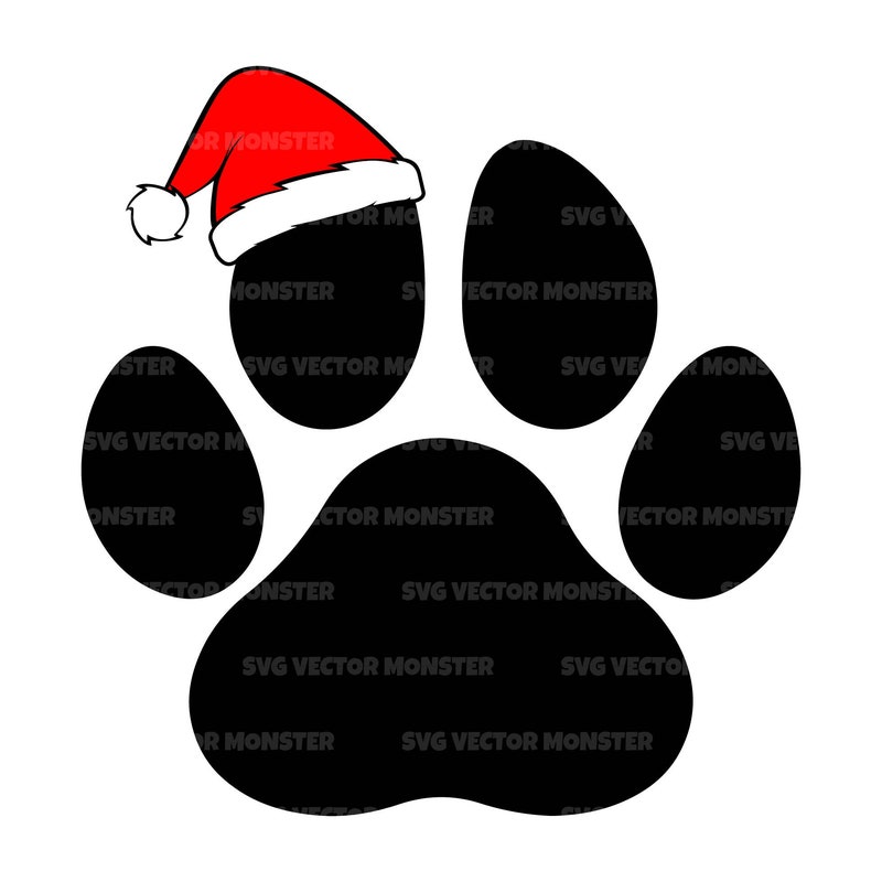 Christmas Paw Print Clip Art - Etsy