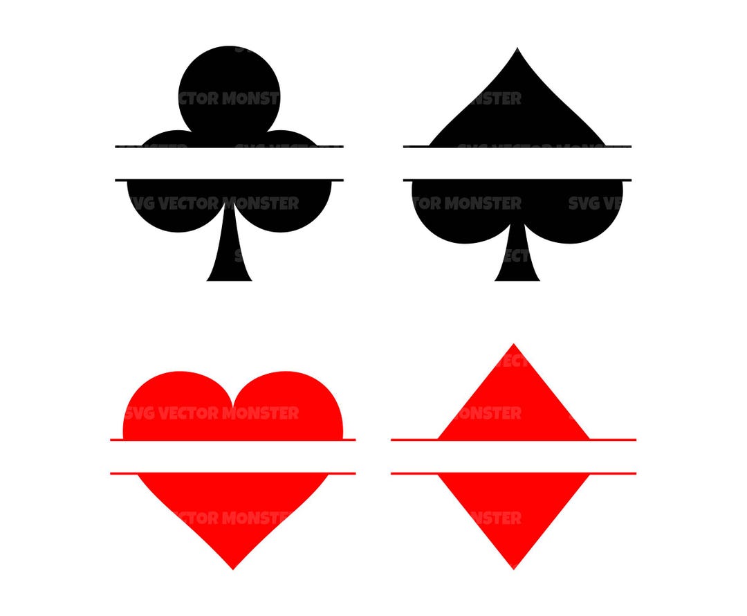 Playing Cards Suits Monogram Svg, Clubs, Spades, Hearts, Diamonds ...