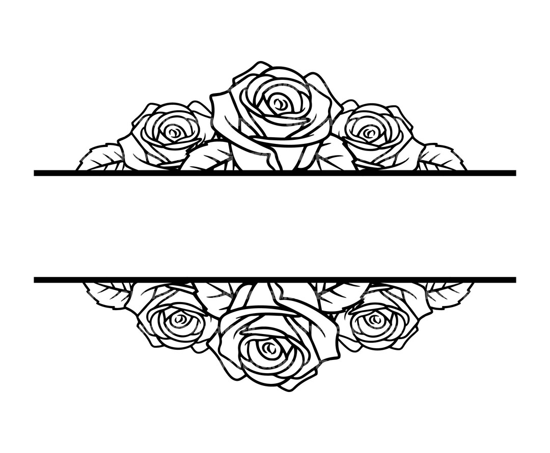 Rose Monogram SVG, Floral Split Name Monogram Svg. Vector Cut File for ...