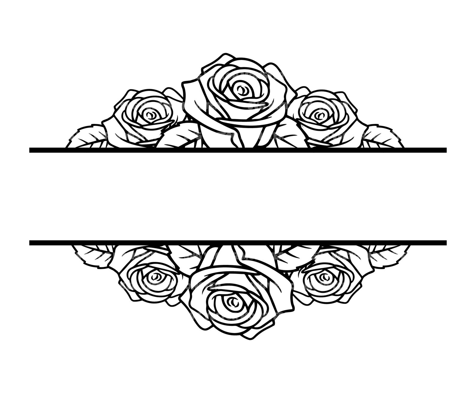 Rose Monogram SVG, Floral Split Name Monogram Svg. Vector Cut File for ...