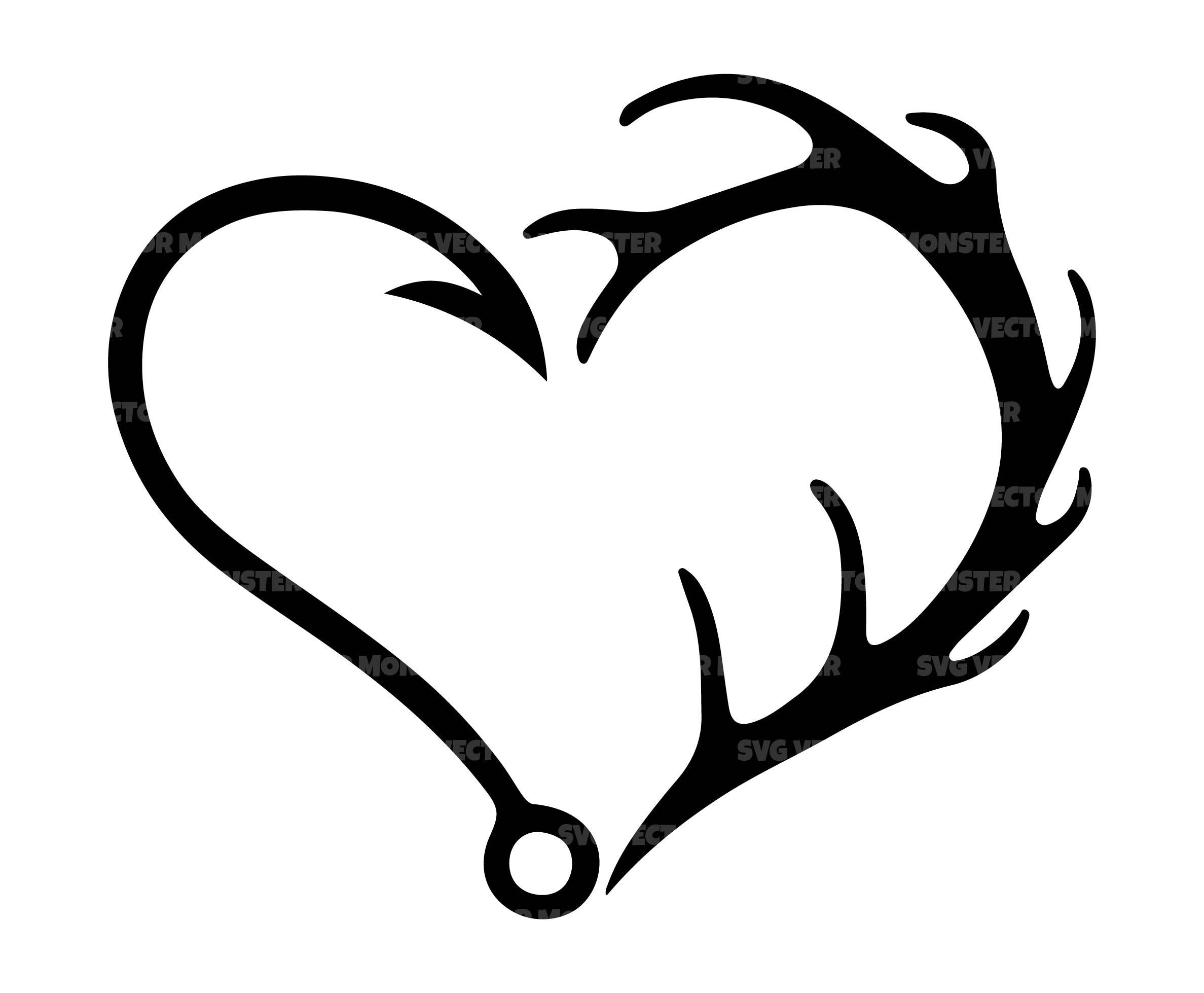 Fish Hook Antler Heart
