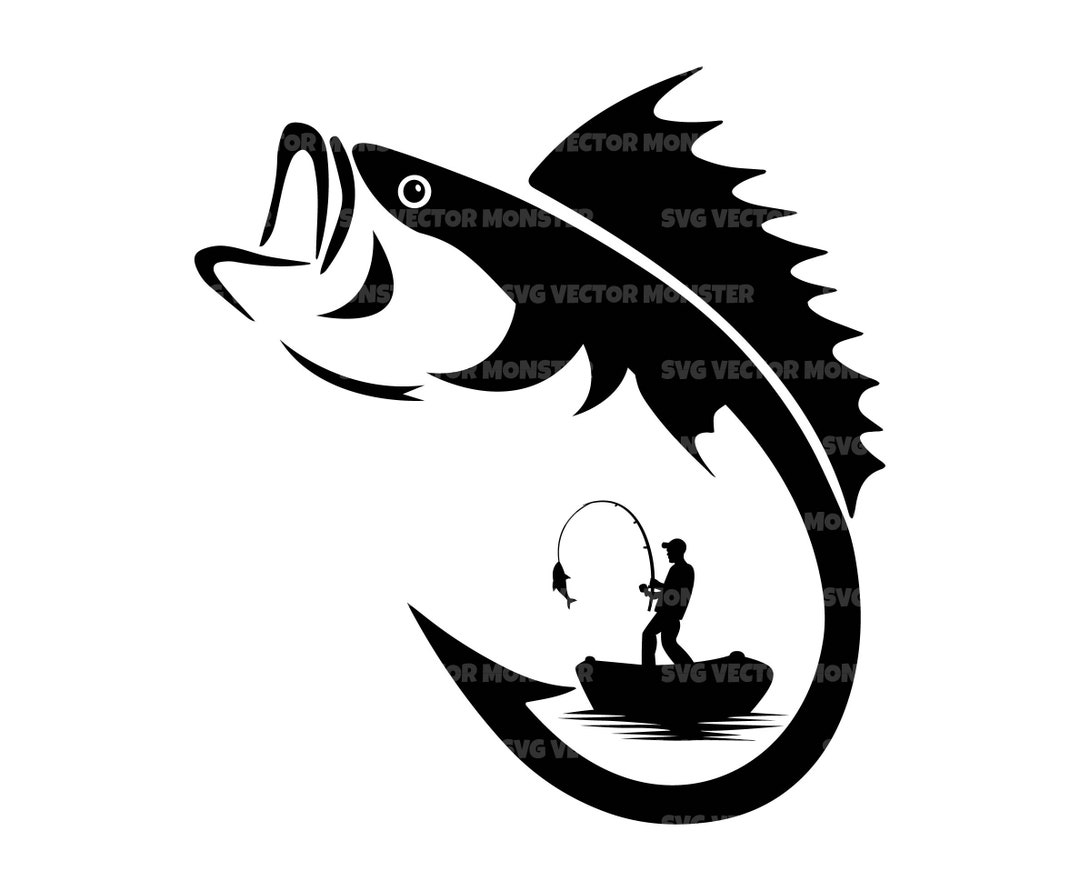 Fishing Hook Svg, Bass Fishing Svg, Fisherman Svg, Fishing Dad. Vector ...