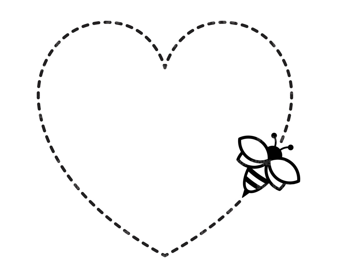 Bumblebee Svg With Heart Dashed Line Path, Honey Bee Svg, Love Route ...