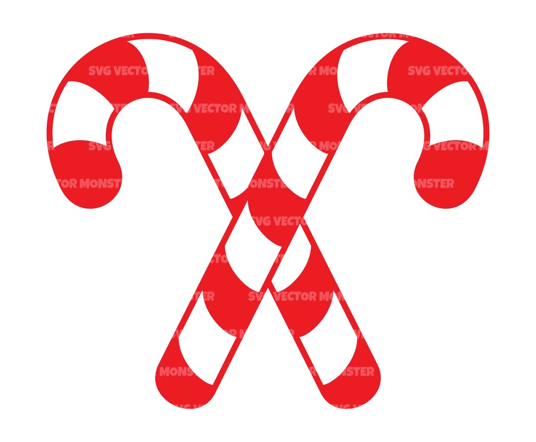 Candy Cane Svg, Christmas Candy Monogram, Holiday Candy Svg. Vector Cut ...
