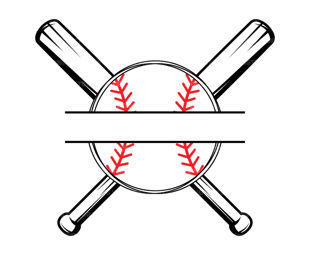 Baseball Split Name Monogram Svg, Baseball Png, Crossed Baseball Bats Svg. Vector Cut File ...