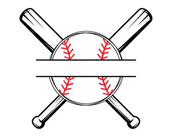 Baseball Split Name Monogram SVG Baseball Logo Svg, Crossed Baseball ...