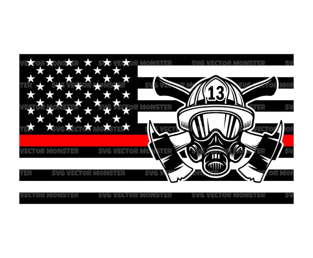 Thin Red Line Flag Svg, Firefighter Svg, Fire Department Svg, Fireman ...