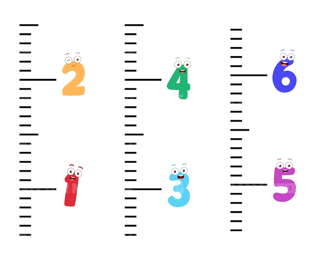 Growth Chart Ruler With Cartoon Numbers Svg, Wall Ruler. Vector Cut ...
