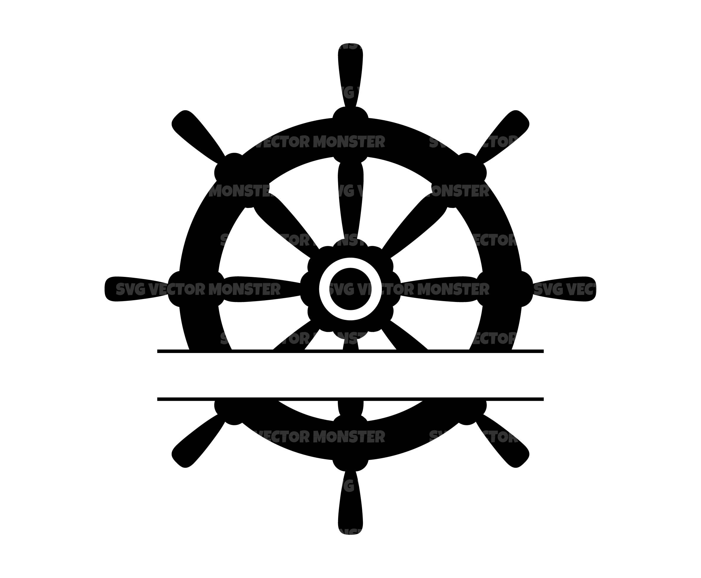 Ship Wheel Monogram Svg, Boat Wheel Svg, Split Name Frame, Nautical Svg ...