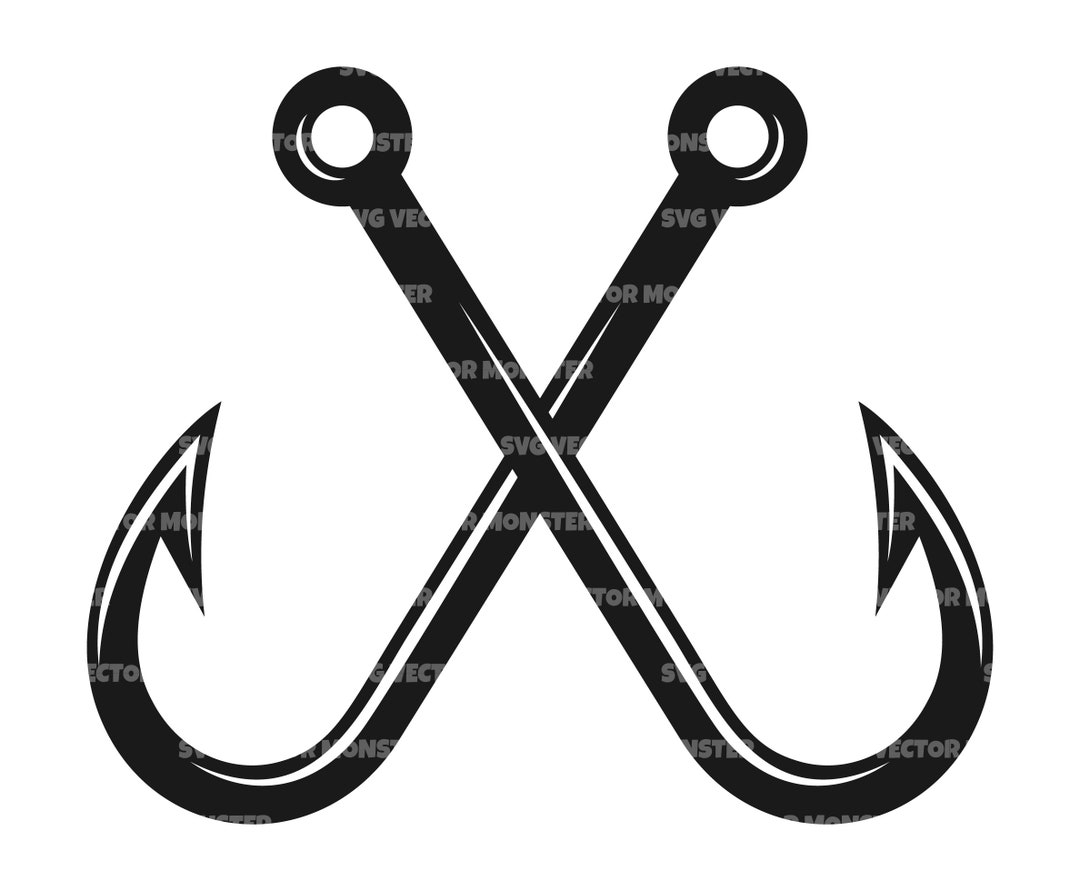 Crossed Fish Hooks Svg, Bass Fishing Svg, Fishing Hook Svg. Vector Cut ...