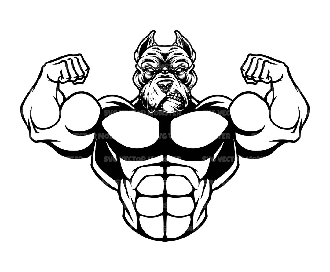 Pitbull Bodybuilder Svg, Biceps Svg, Muscle Svg, Gym, Strong Body ...