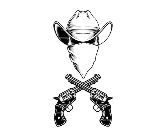 Skull Cowboy Svg Crossed Pistols Svg. Crossed Guns Svg. - Etsy UK