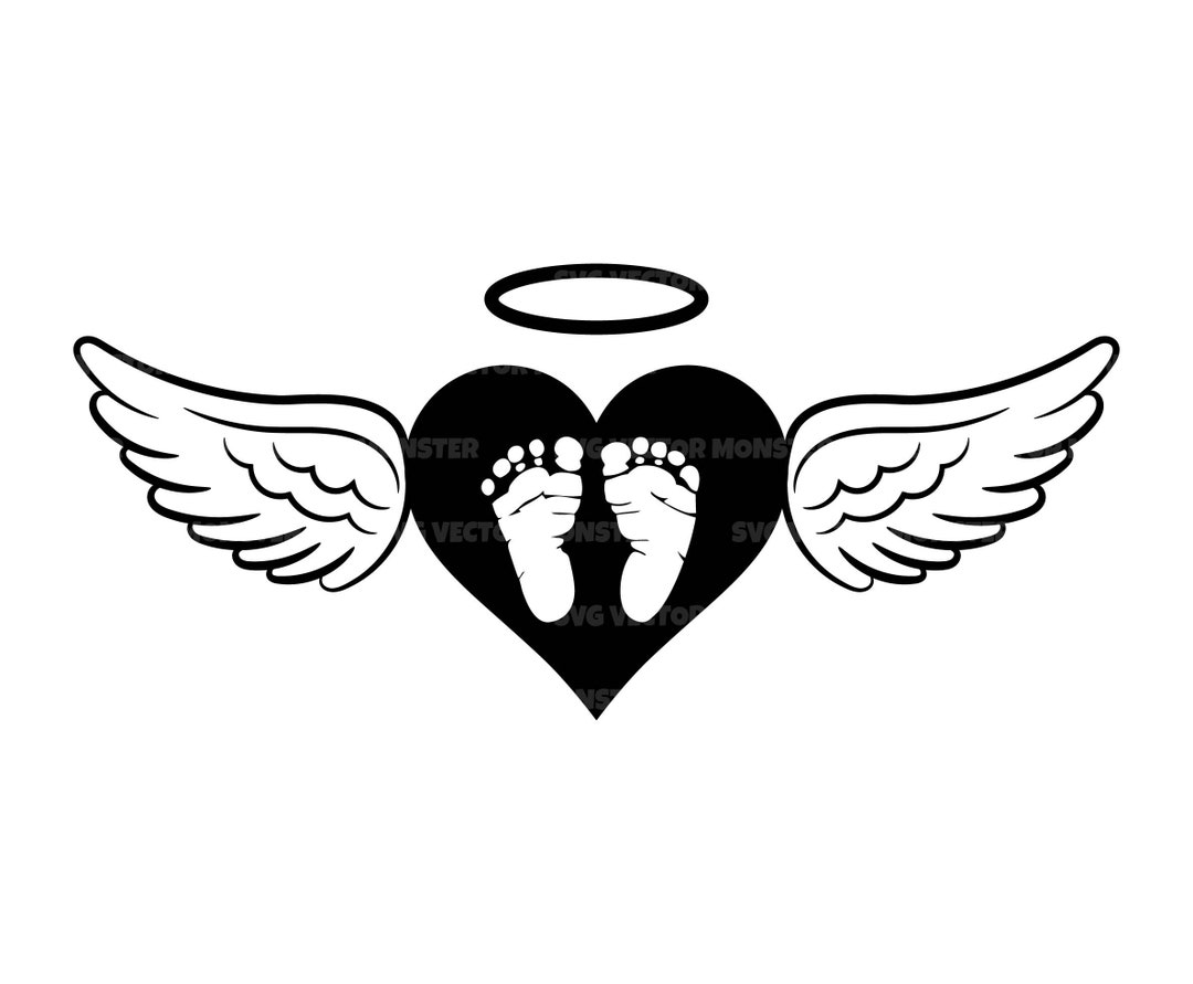 Baby Loss Svg, Baby Footprints, Baby Memorial Svg, Angel Wings, Halo. Vector Cut File Cricut ...