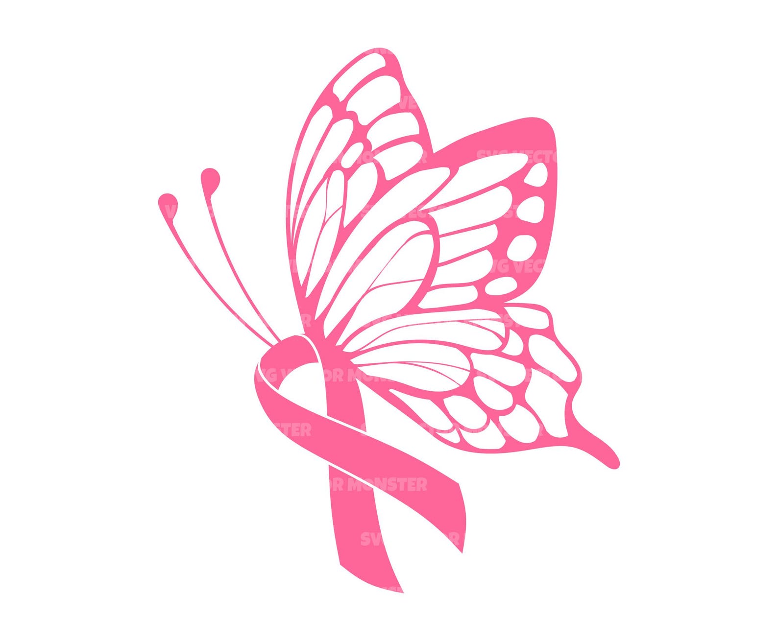 Pink Ribbon Butterfly Svg. Breast Cancer Awareness, Fight Cancer ...
