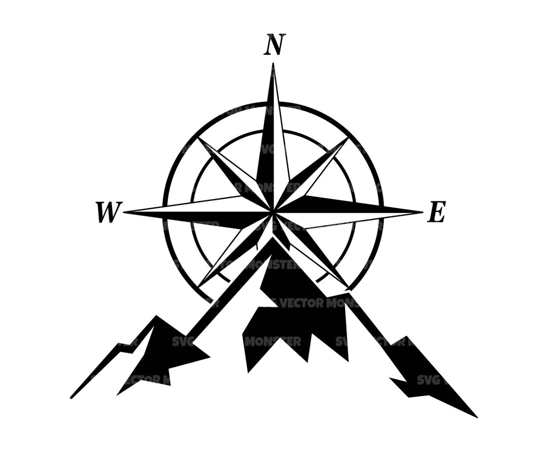 Compass Star Svg, Mountains Svg, off Road, Adventure, Outdoor. Vector ...