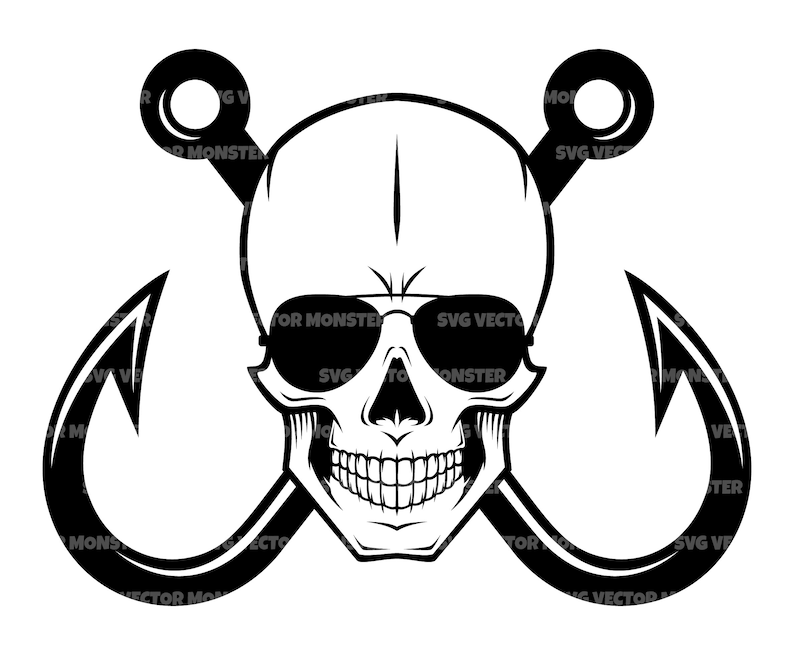 Skull Svg, Fishing Hook Svg, Bass Fishing Svg, Fisherman Svg. Vector ...
