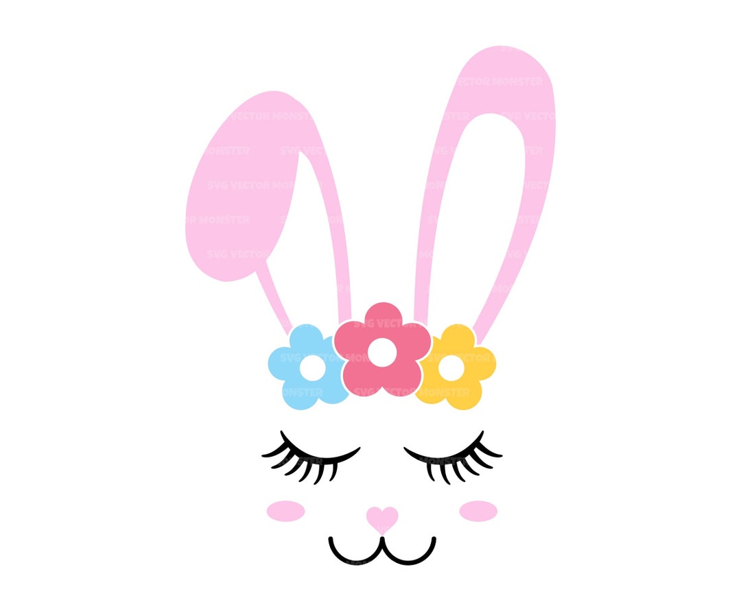 Easter Bunny Face Svg, Cute Bunny Head Svg, Eyelashes Svg, Rabbit Face ...