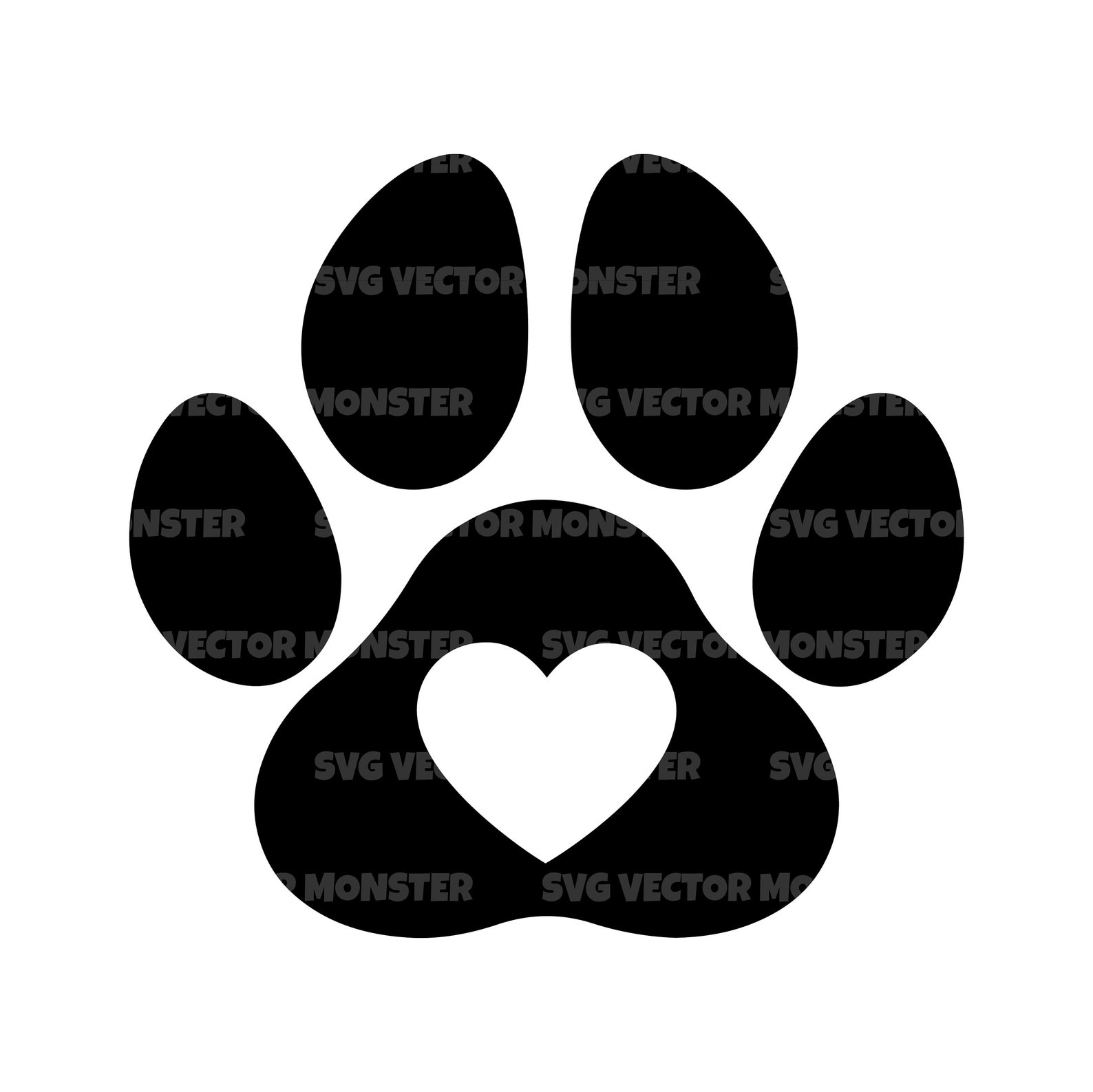 Heart on Paw Print Svg Dog Paw Print Svg Dog Lover. Cut File | Etsy