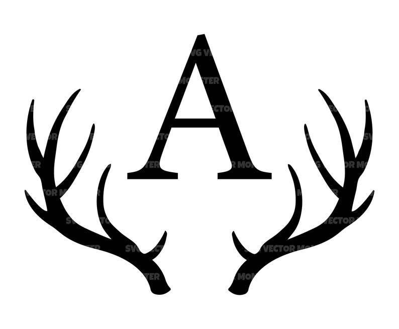 A Letter Deer Antler Monogram Svg, Reindeer Antler Alphabet, Rustic ...