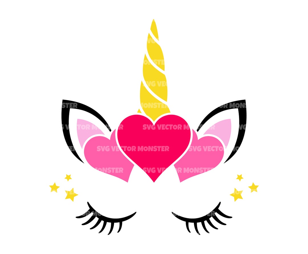 Valentine Unicorn Svg, Heart Unicorn Svg, Unicorn Face Svg, Love ...