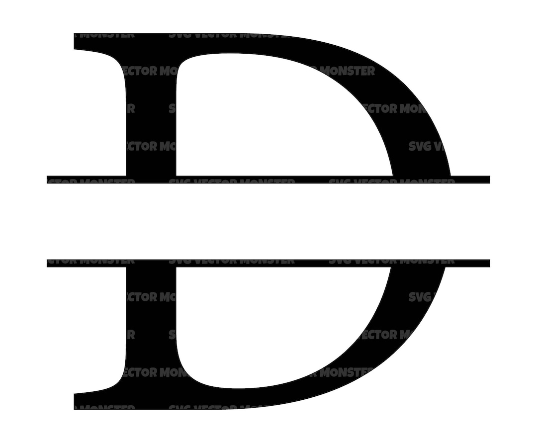 Uppercase D Letter Split Monogram Svg, Alphabet Split Name Frame, Split ...
