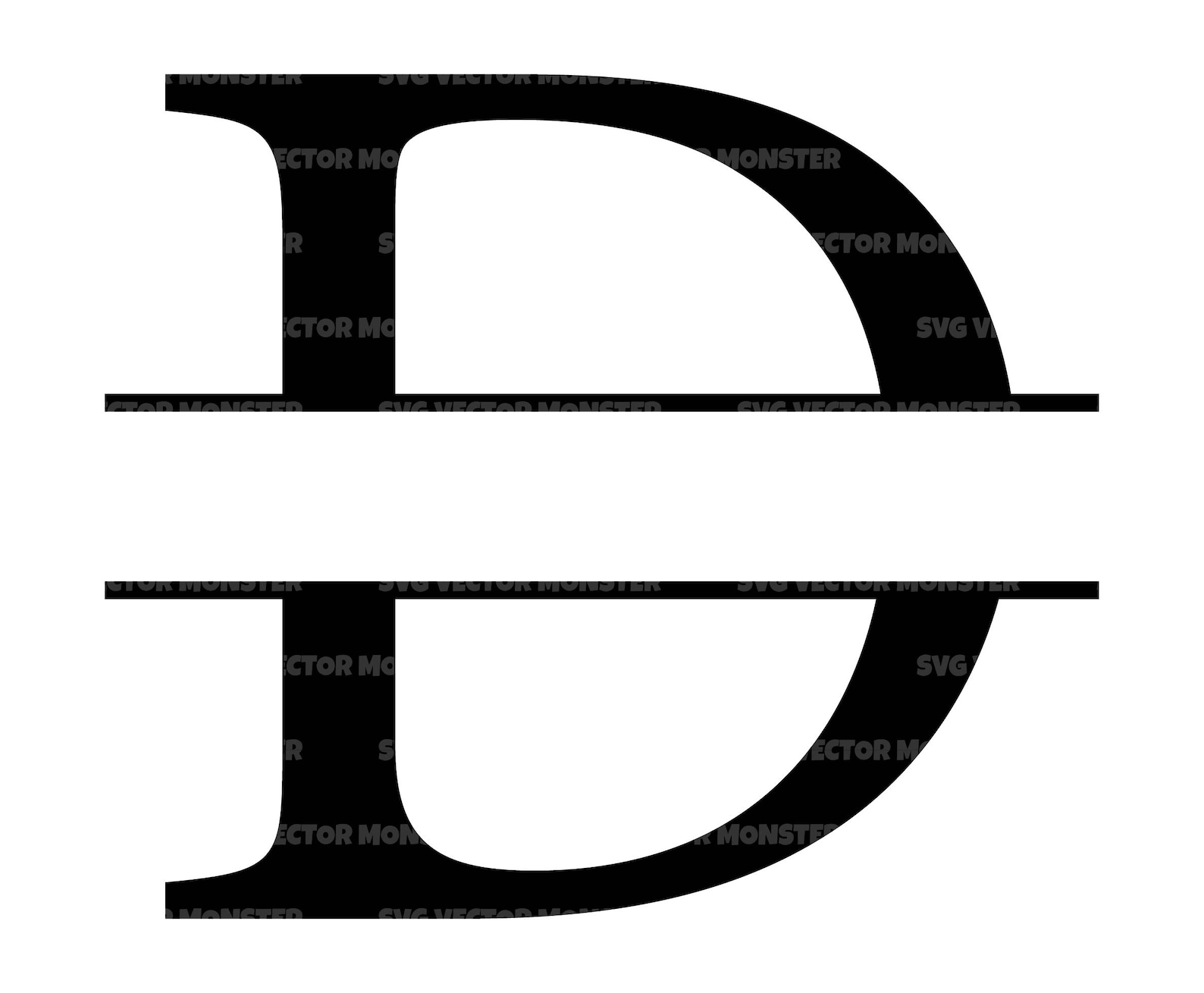 Hoofdletter D Letter Split Monogram Svg, Alfabet Split Naam Frame ...