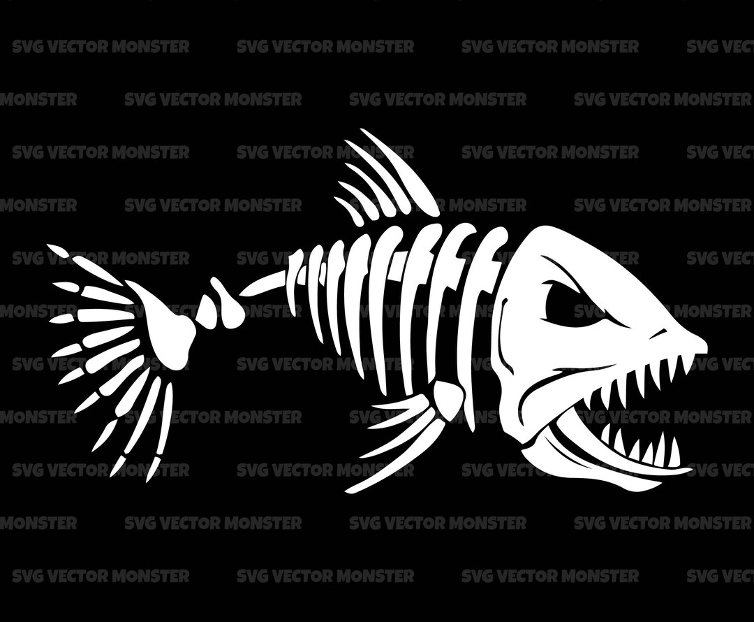 Skeleton Fish Svg, Piranha Svg, Fish Bone Svg, Bass Fish. Vector Cut ...