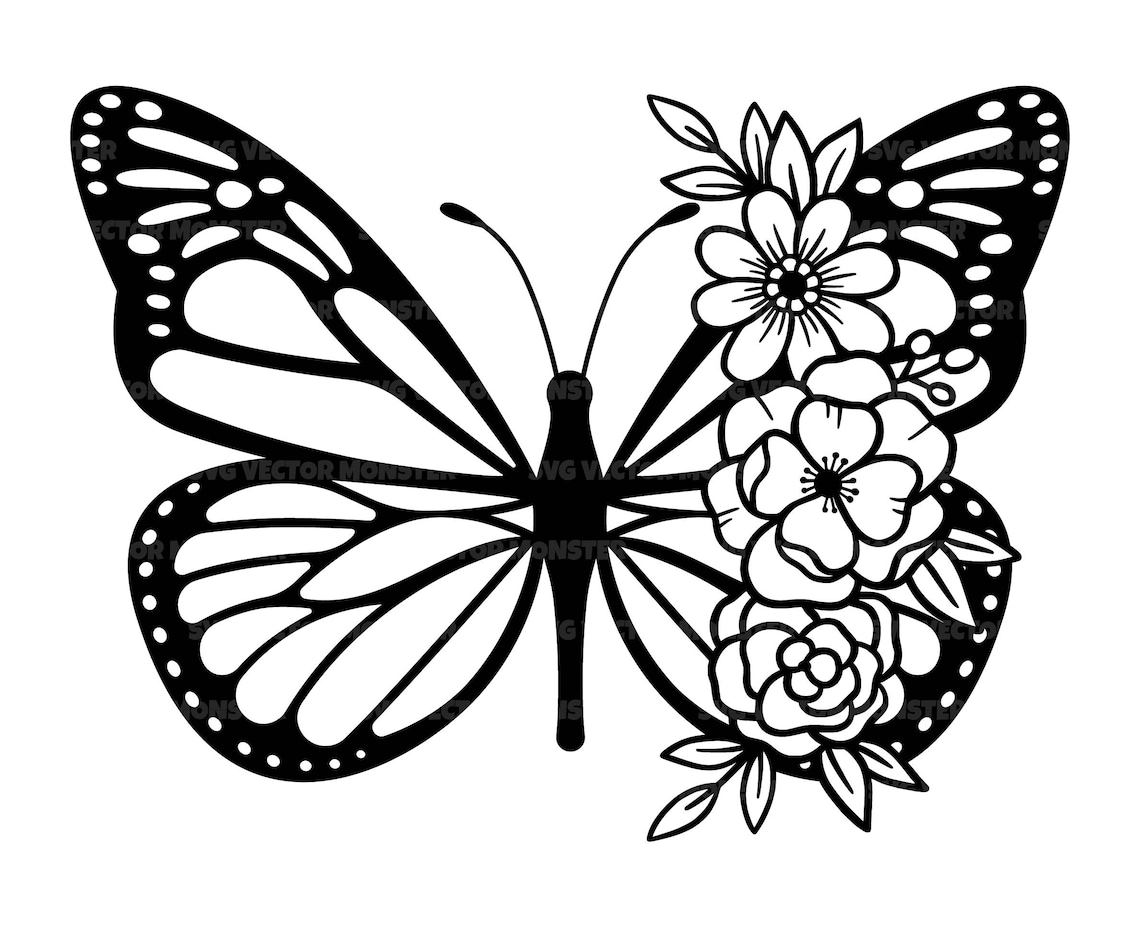 Floral Butterfly Svg Flower Butterfly Svg Monarch Butterfly. - Etsy