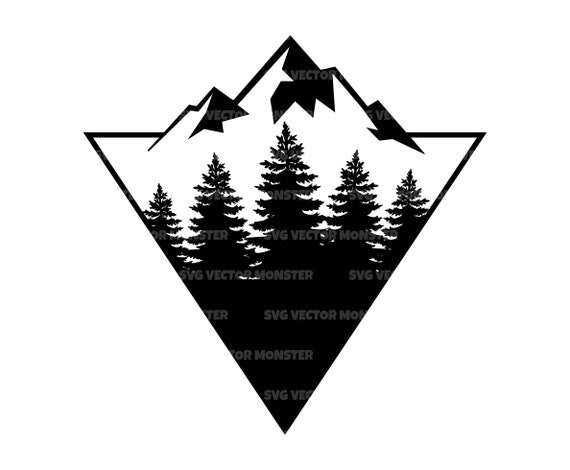 Mountain and Forest Svg Geometric Frame Svg Outdoor Svg. - Etsy