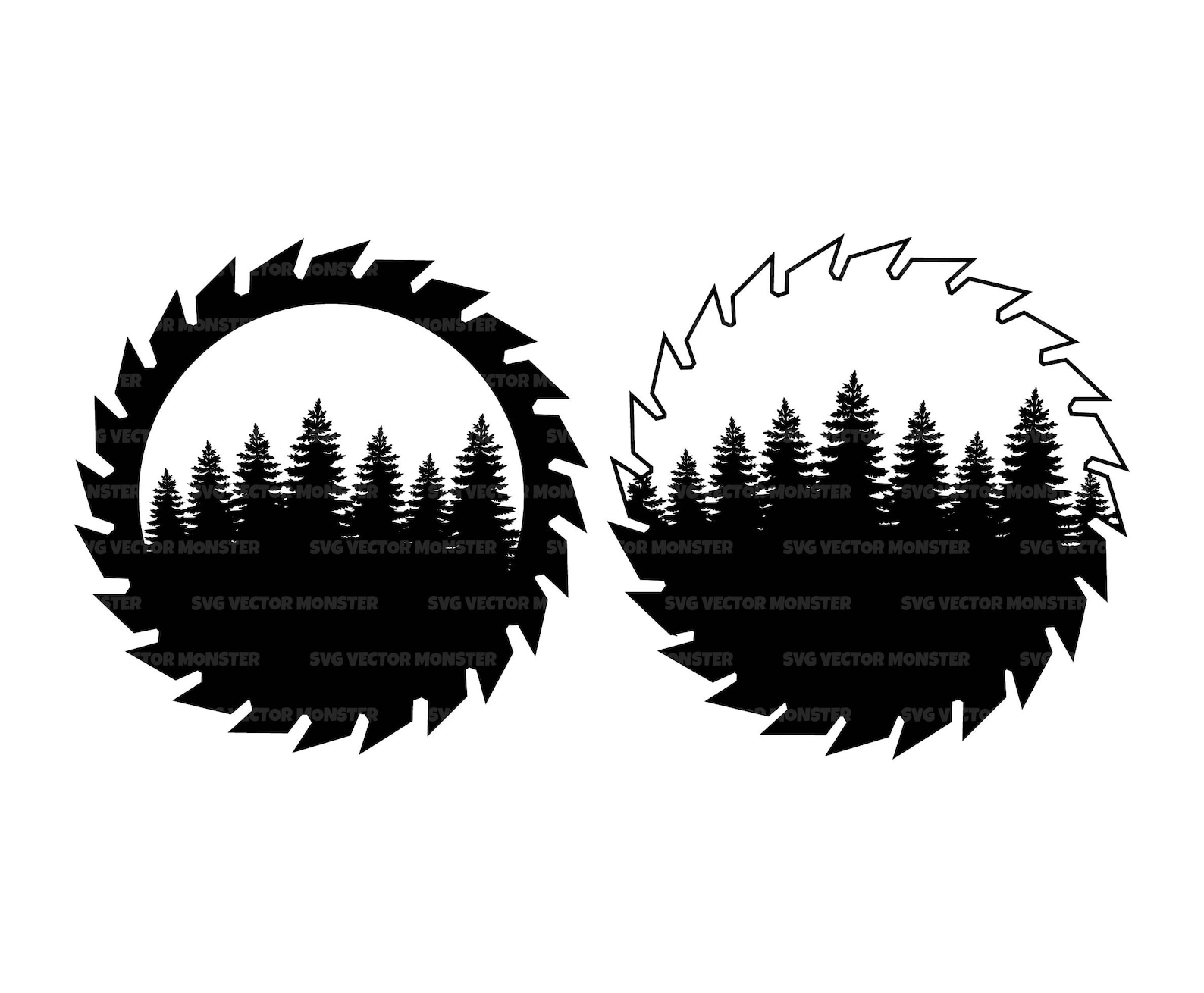 Saw Blade Svg, Forest Svg, Saw Blade Trees Monogram Svg, Logger Svg ...