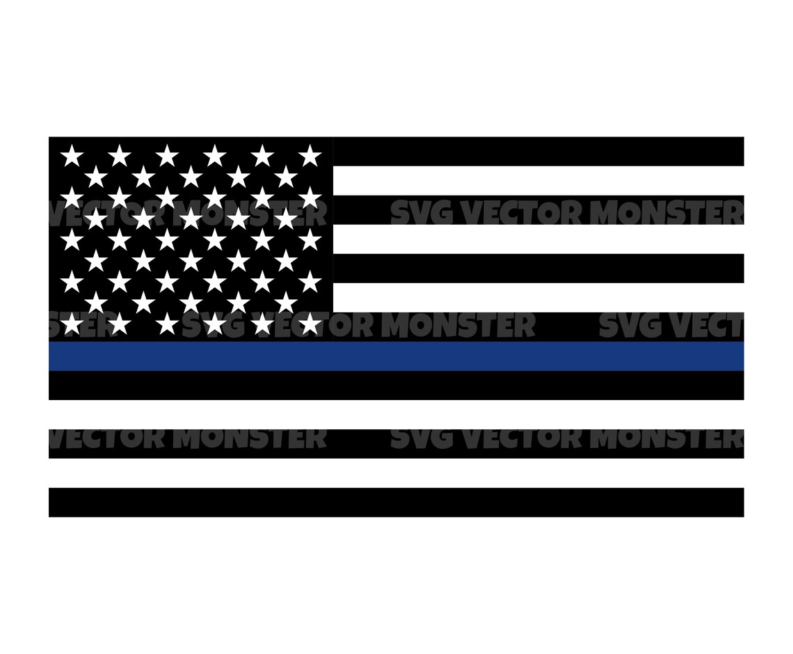 Thin Blue Line Flag Svg. Police Svg. Cut File for Cricut, Silhouette ...