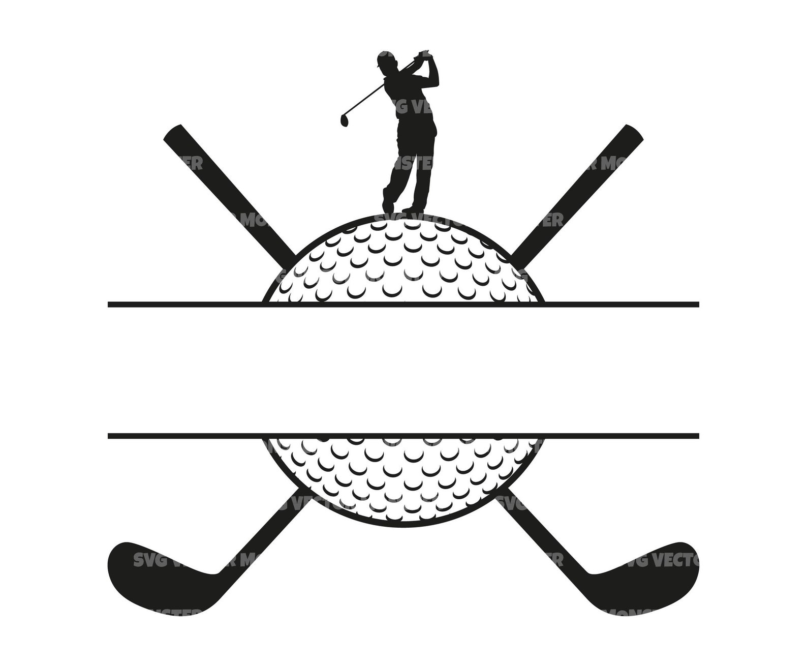 Golf Split Monogram Svg, Golfer Svg, Crossed Golf Clubs Name Frame Svg ...