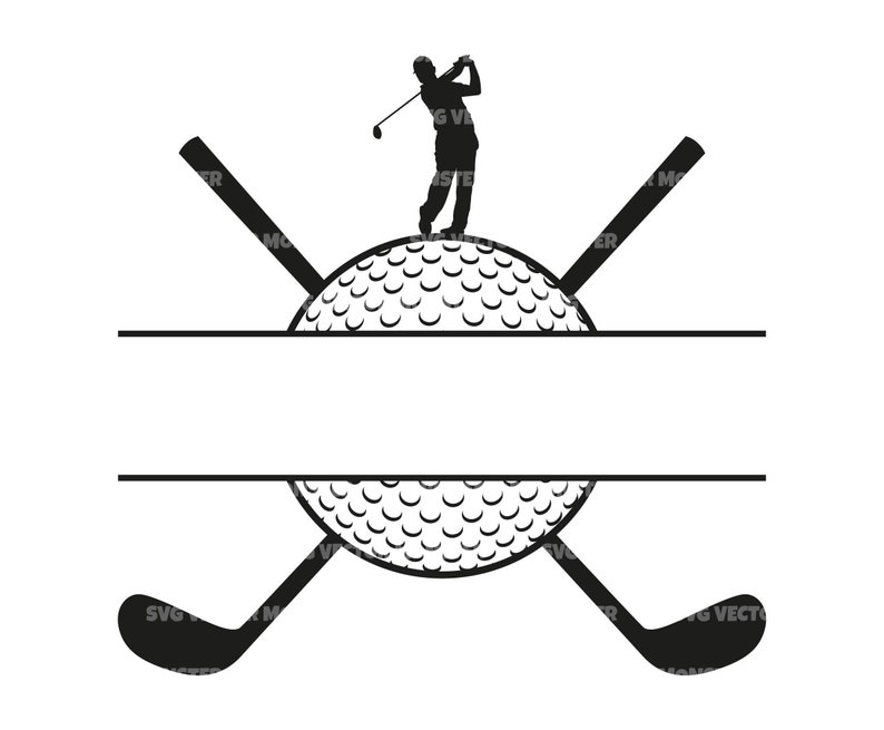 Golf Split Monogram Svg, Golfer Svg, Crossed Golf Clubs Name Frame Svg ...