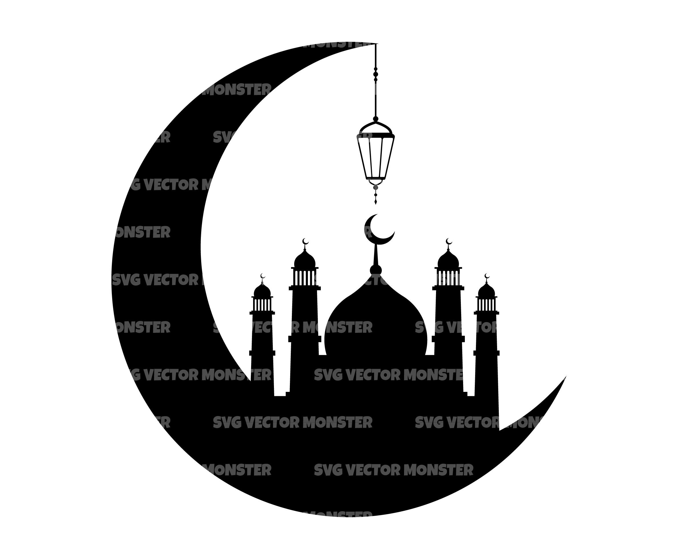 Mosque Svg on Crescent Moon Svg. Ramadan Kareem Svg. Vector - Etsy