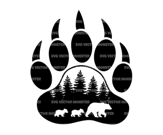 Grizzly Bear Paw Print Stencil
