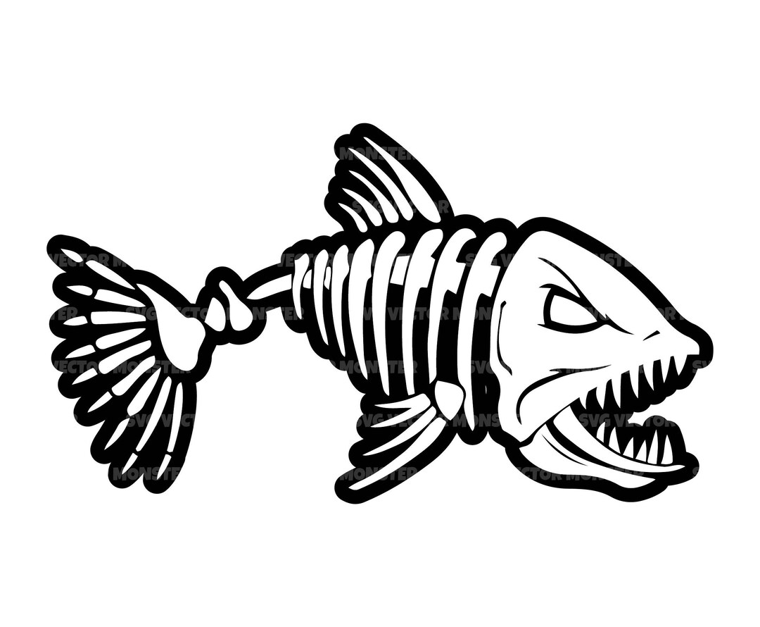 Skeleton Fish Svg, Piranha Svg, Fish Bone Svg. Vector Cut File Cricut ...