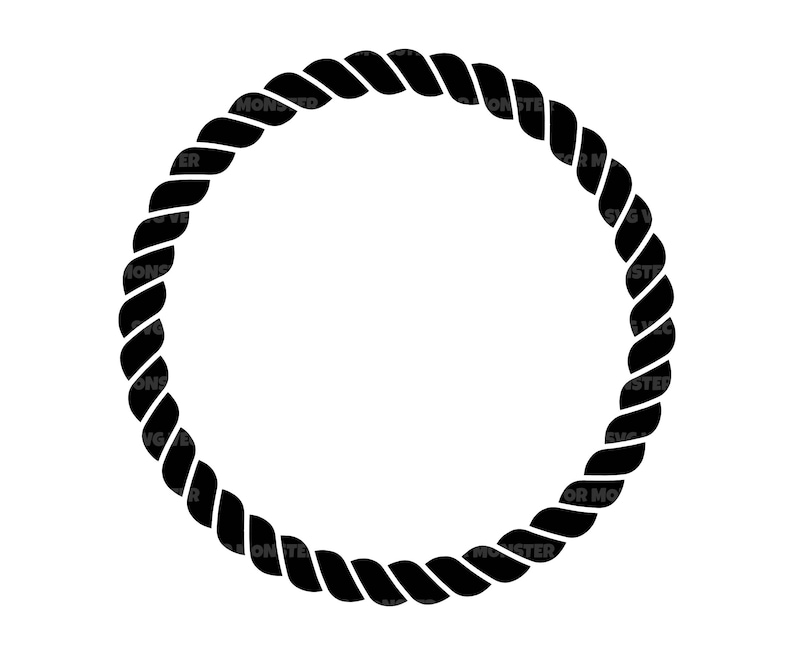 Rope Circle Frame Svg, Rope Border Svg, Nautical Monogram. Vector Cut ...