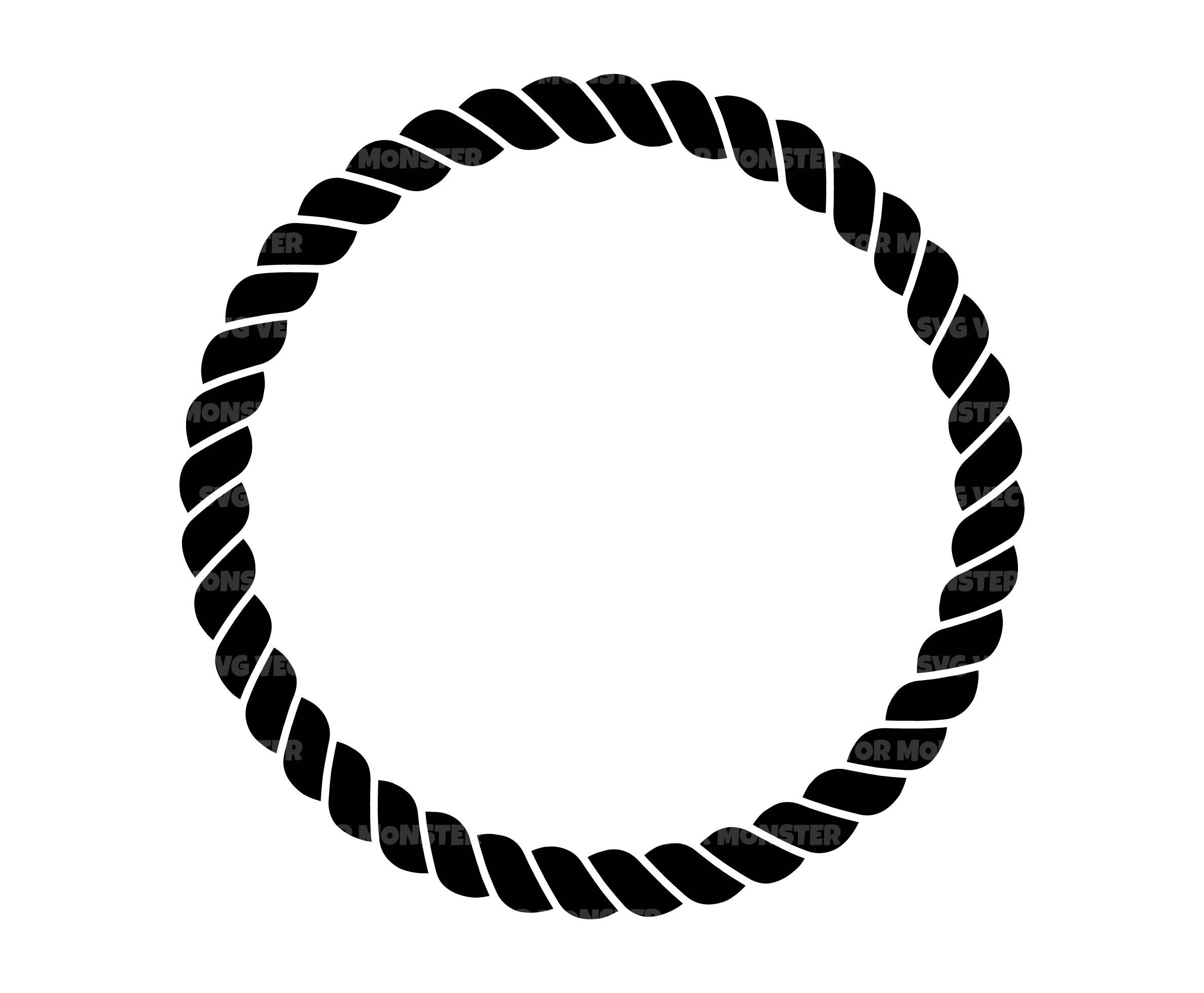 Rope Circle Frame Svg, Rope Border Svg, Nautical Monogram. Vector Cut ...